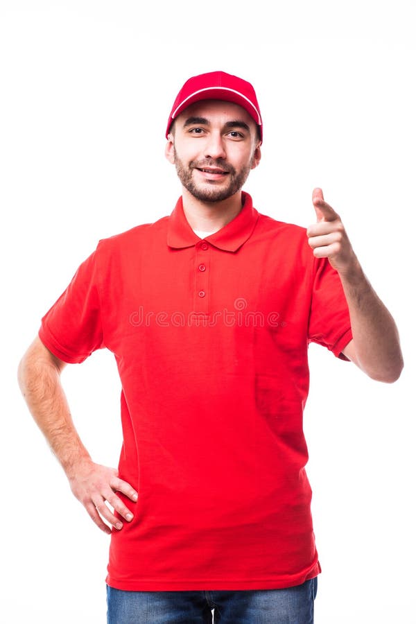 Courier pointed on you stock photo. Image of clothes - 84218428