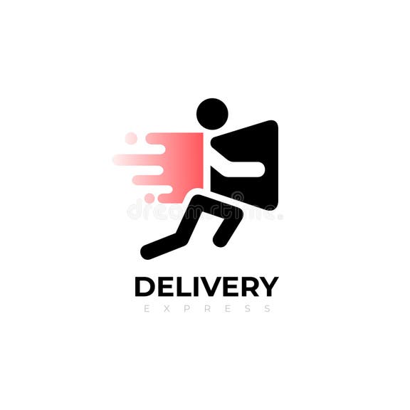 Courier Runs with the Parcel. the Concept of Fast Delivery. Element of ...
