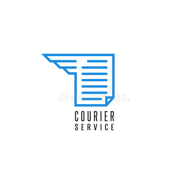 Courier Service Logo Document File Delivery, Blue Thin Line Abstract ...