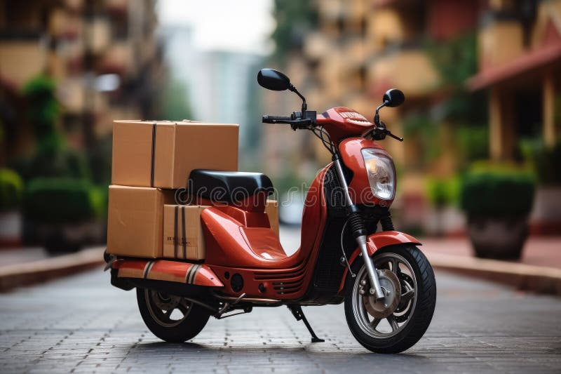 Courier Service Red Motor Bike. AI Generated Stock Illustration ...