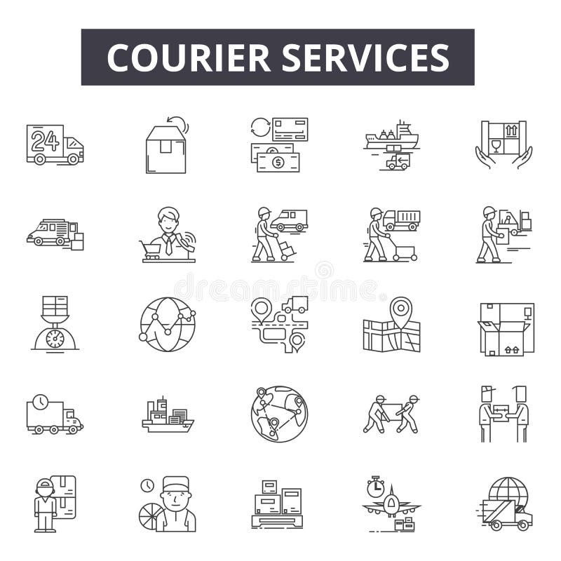 Courier Services Line Icons, Signs, Vector Set, Outline Illustration ...