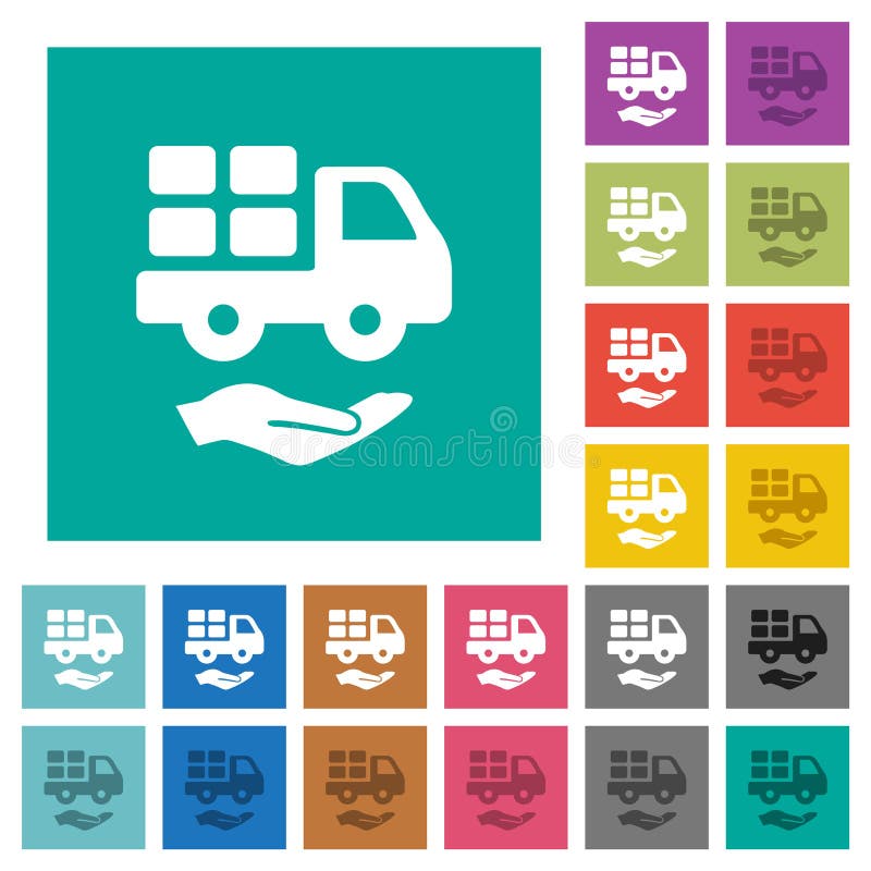 Courier Services Solid Square Flat Multi Colored Icons Stock Vector ...