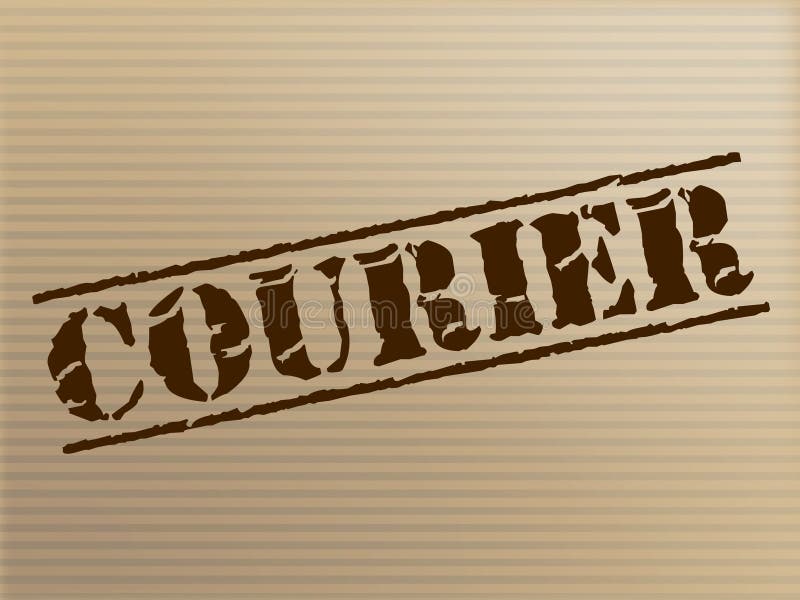 Courier Stamp Means Stamped Package and Post Stock Illustration ...