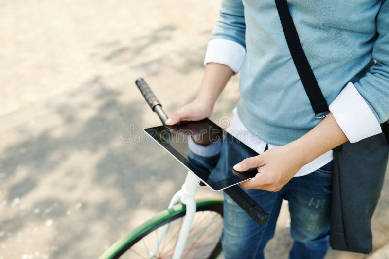Courier with tablet stock image. Image of navigator, deliver - 70135851