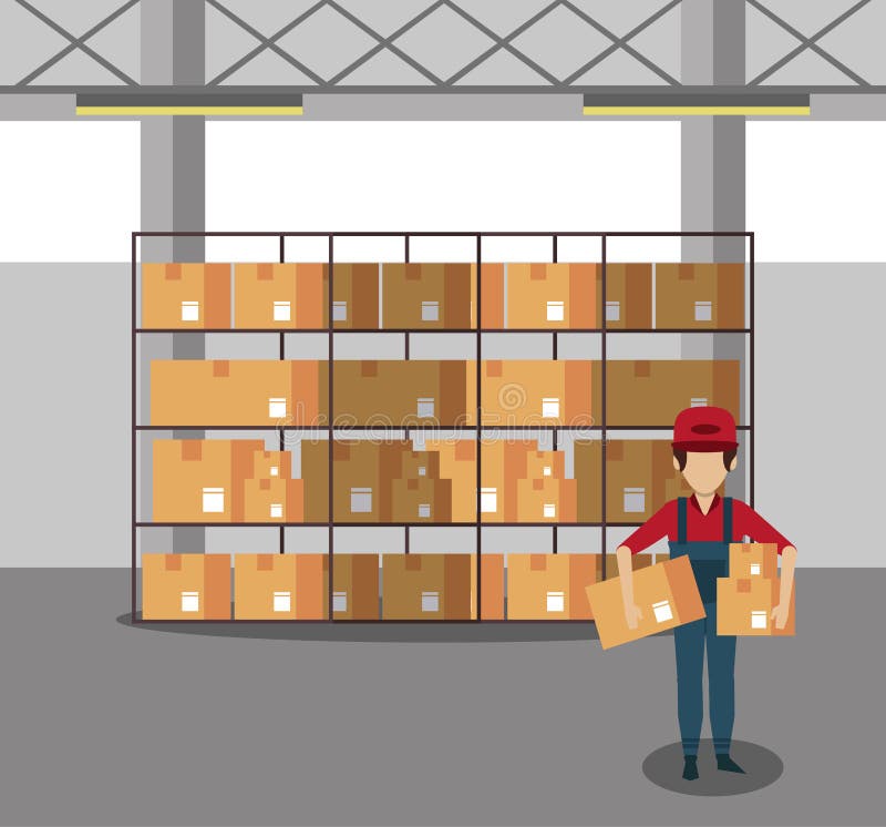 Warehouse Workers Cartoon Vector Characters. Set of Various Poses and ...