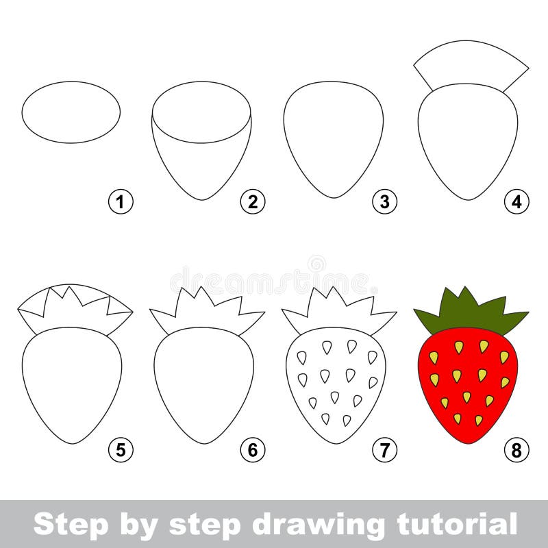 Cours De Dessin Fraise Rouge Illustration de Vecteur - Illustration du ...