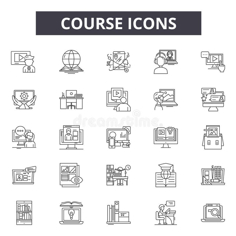 Training Course Linear Icons, Signs, Symbols Vector Line Illustration ...