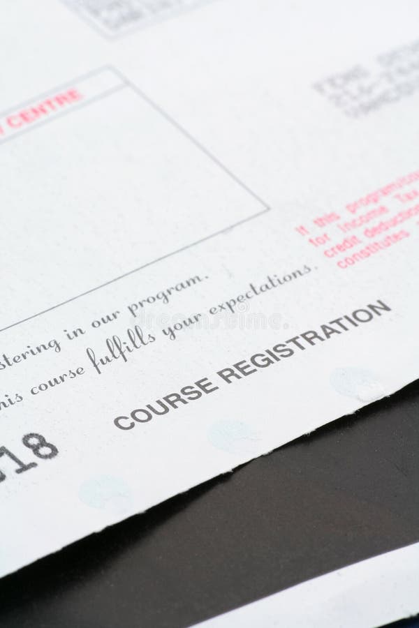 Course Registration Receipt Stock Image - Image of college, paper: 1824269