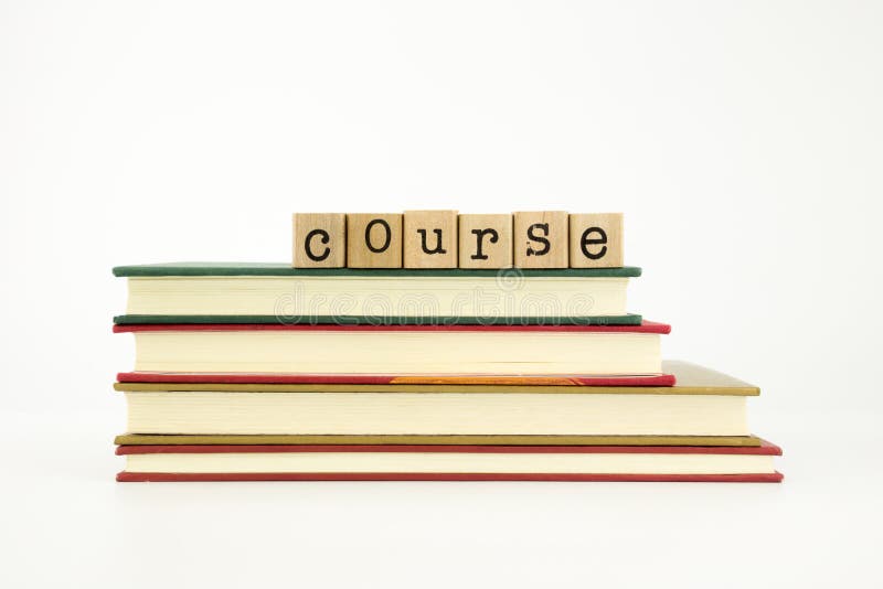 Course Word on Wood Stamps and Books Stock Photo - Image of text ...