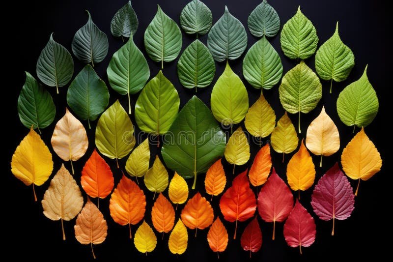 Courses of Different Leaf Types Arranged by Color Stock Image - Image ...