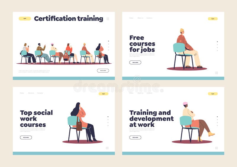 Courses for Job Certification and Training at Work Landing Pages Set ...
