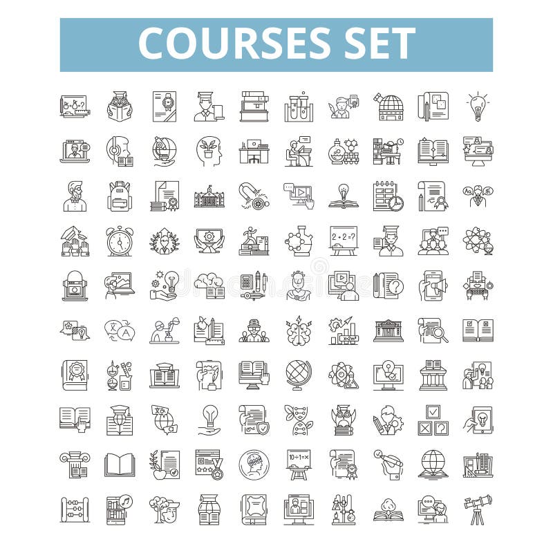 Courses Set Icons, Line Symbols, Web Signs, Vector Set, Isolated ...