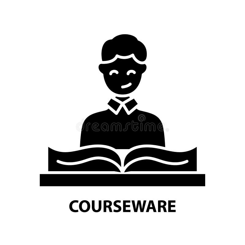 Courseware Icon, Black Vector Sign with Editable Strokes, Concept ...