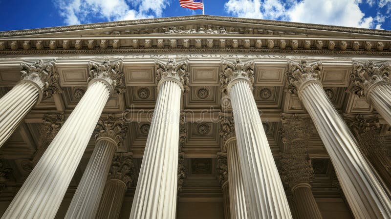 Court Building with Classical Columns and National Flag Symbolizing ...