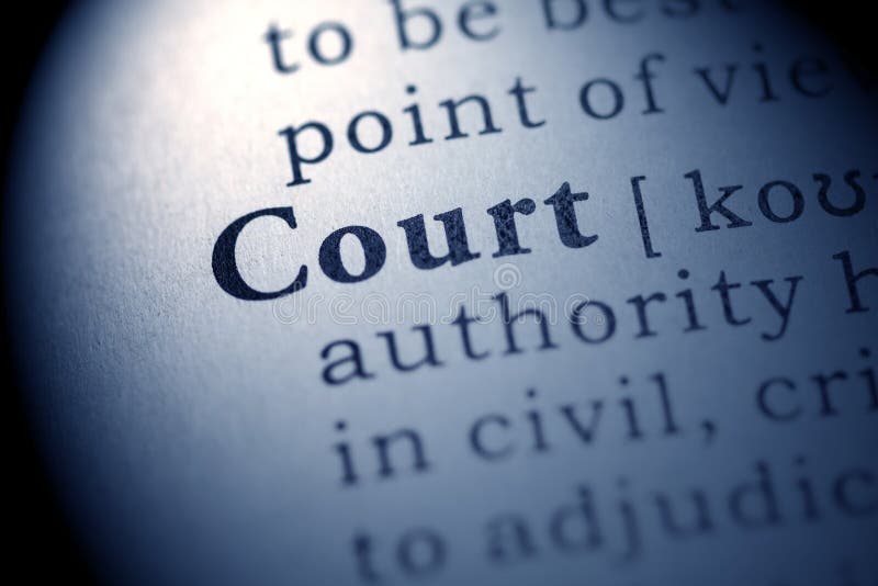 Word Court Written in Wooden Blocks in Red Notebook on White Woo Stock ...