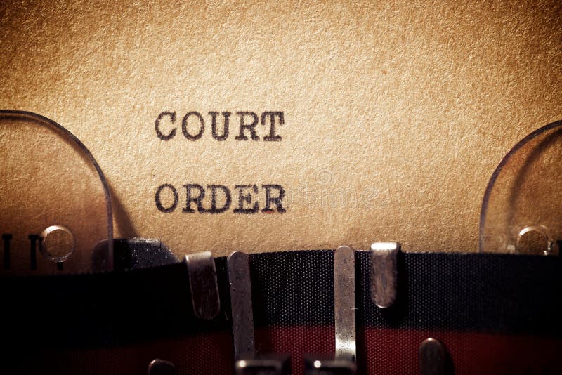 Court Order Write On A Book With Gavel Isolated On Office Desk Stock ...