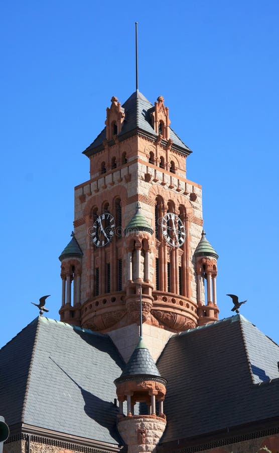 Courthouse Clock Tower & Eagle in Waxahachie, Texas Stock Photo - Image ...