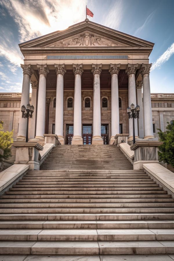 Courthouse Exterior with Steps and Pillars Stock Illustration ...