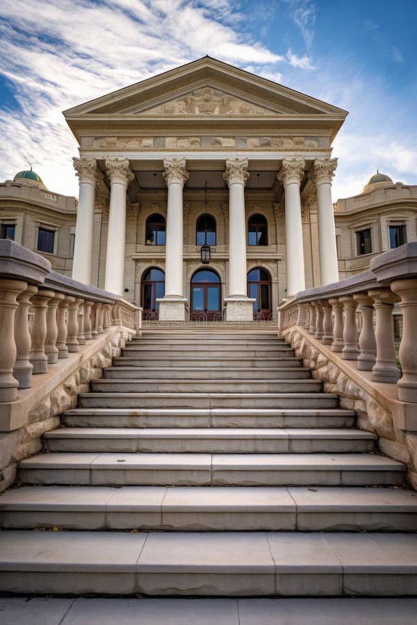 Courthouse Exterior with Steps and Pillars Stock Photo - Image of grand ...