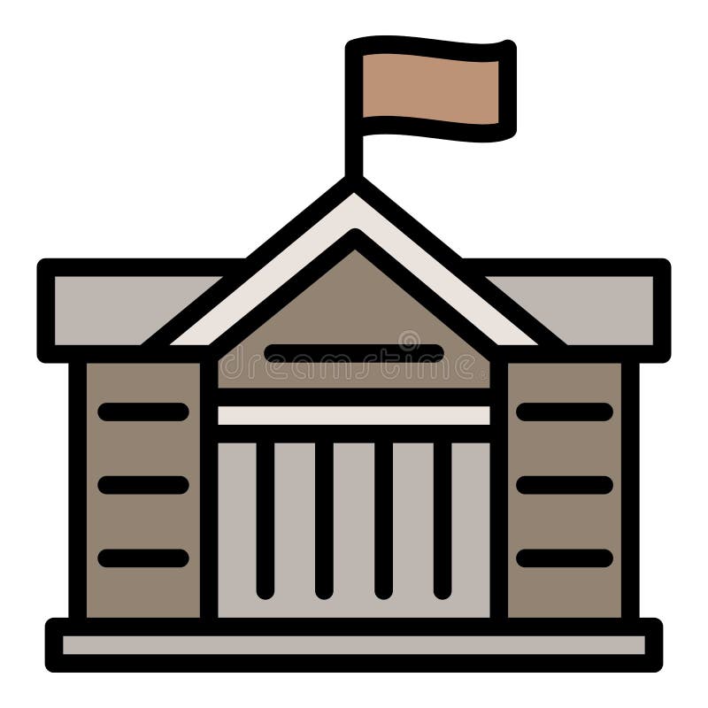 Courthouse Flag Icon Outline Style Stock Vector Illustration Of