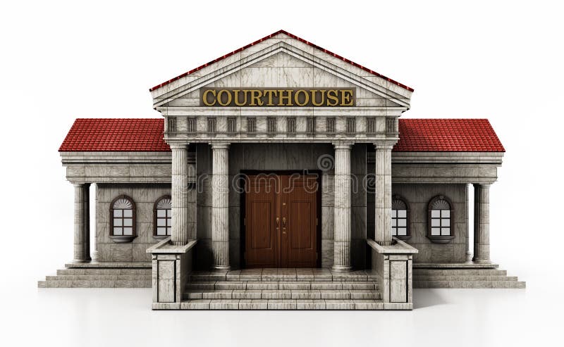 Courthouse Isolated on White Background. 3D Illustration Stock ...