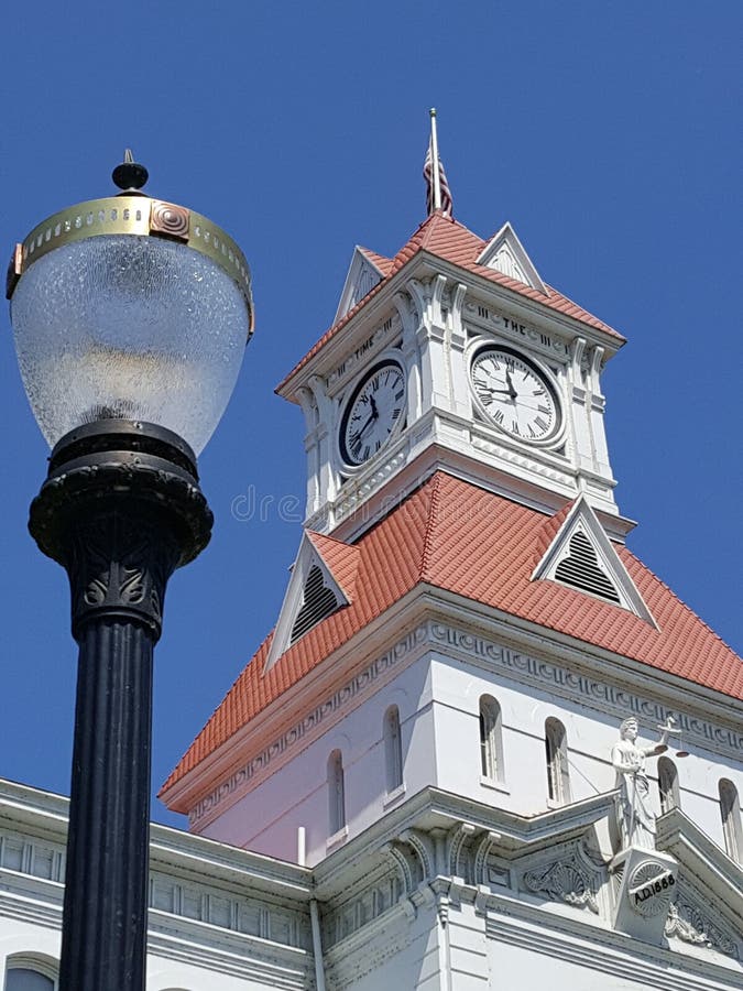 Courthouse Steeple and Lightpole Stock Image - Image of courthouse ...