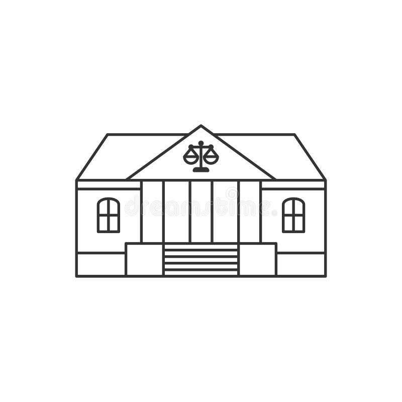Courthouse Thin Line Icon. Justice Court or Bank Building Stock Vector ...