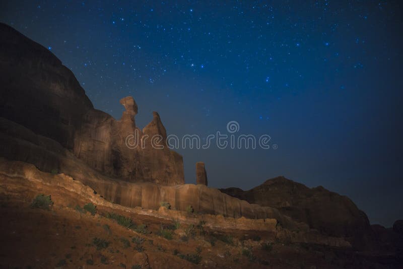 Desert Landscape at night stock image. Image of cliff - 41442993