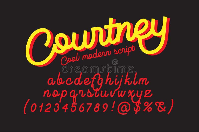Courtney Cool Modern Script Font Stock Vector - Illustration of modern ...