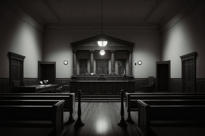 Courtroom before Meeting. Judge S Table and Empty Benches. Generative ...