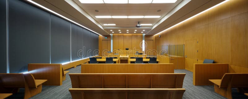 Panoramic View from the Back of a Courtroom Stock Photo - Image of ...