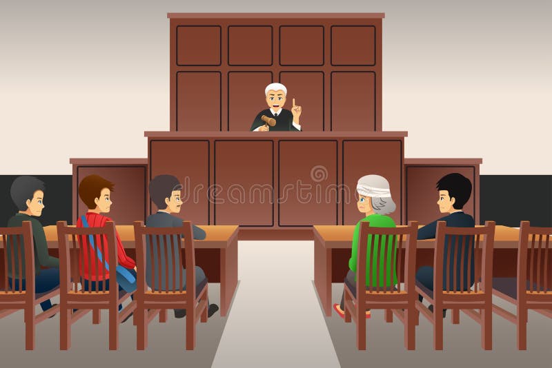 Court Scene Illustration stock vector. Illustration of defendant ...