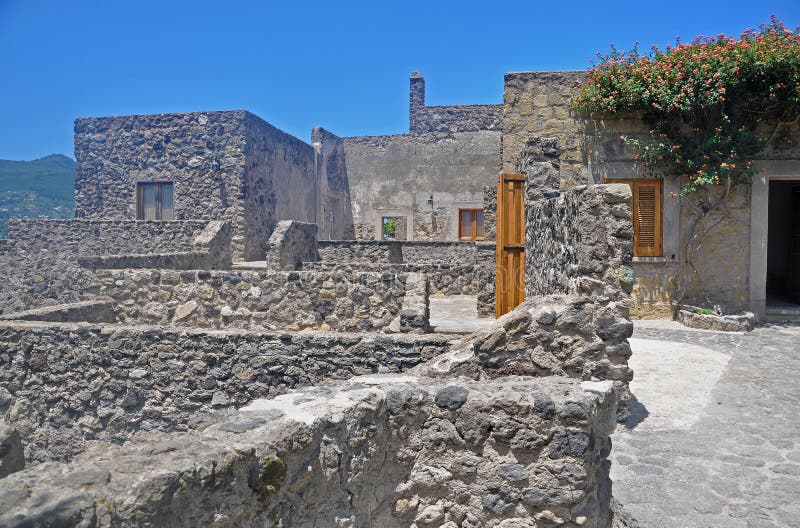 Aragonese Castle On A Cliff On The Background Of Blue Sky Stock Image ...