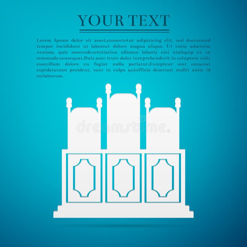 Courts Room with Table, Chairs Flat Icon on Blue Background Stock ...