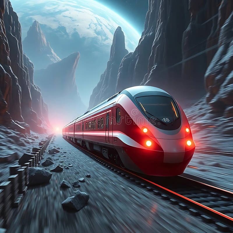 Vibrant Bullet Train Journey through Colorful Hills Stock Illustration ...