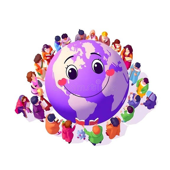 Cultural Harmony Cartoon: Global Friends Sharing Books Around Happy ...