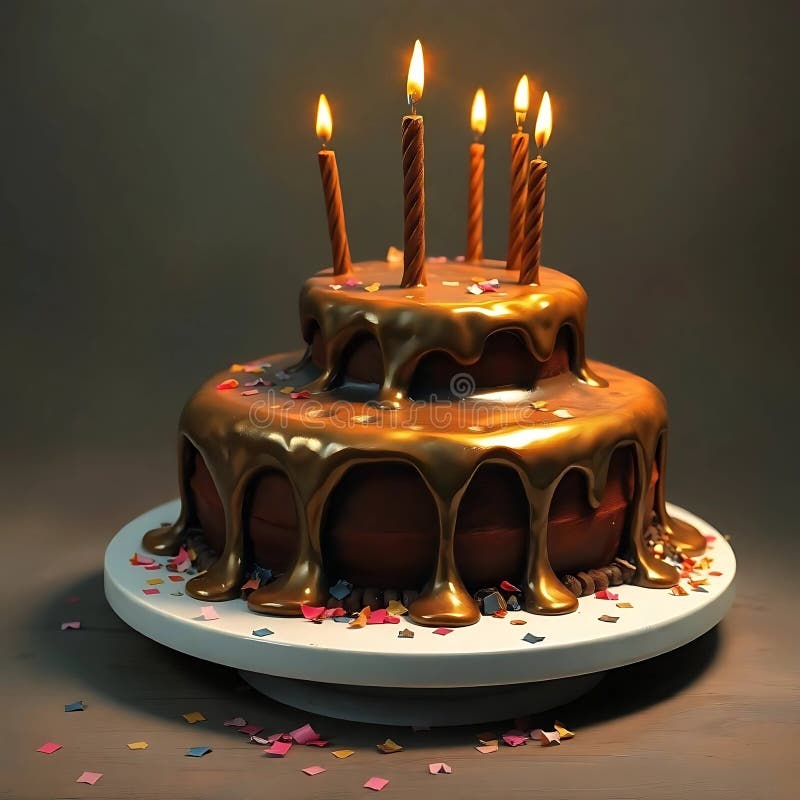 Nostalgic Decay Painting: Melting Birthday Cake with Glistening ...