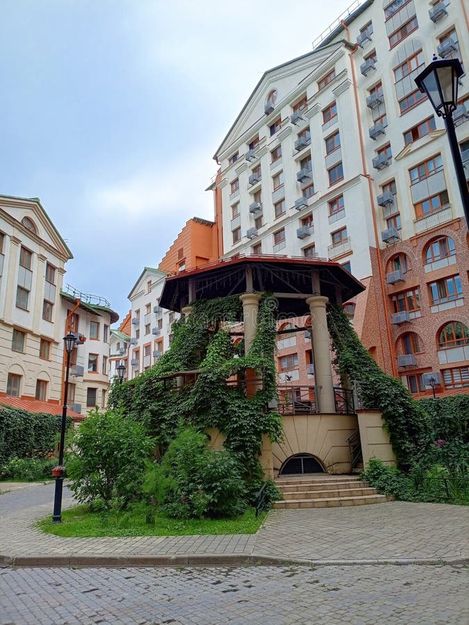 Courtyard Area of a Modern Residential Complex Stock Image - Image of architecture, town: 397852363