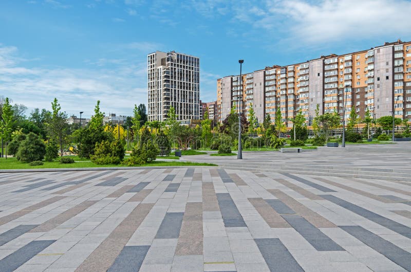 Courtyard Area of a Multi-storey Residential Complex Stock Image ...