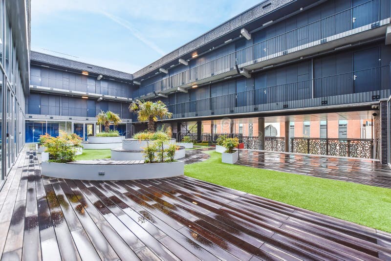 Courtyard of the building stock image. Image of indoor - 232930125