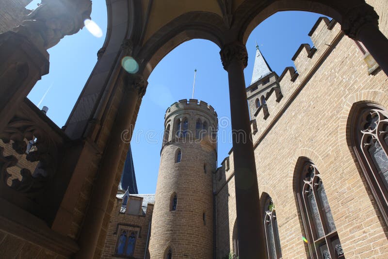 Courtyard in Castle Hohenzollern Stock Image - Image of window, bricks ...