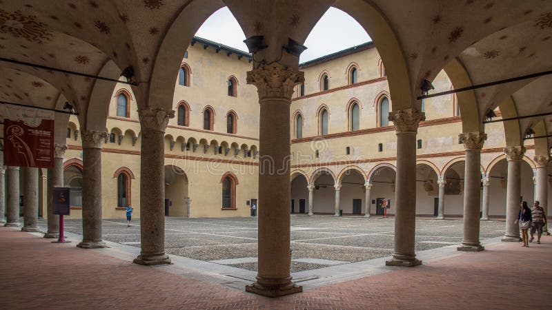 Courtyard in castle inside stock image. Image of facade - 143646145