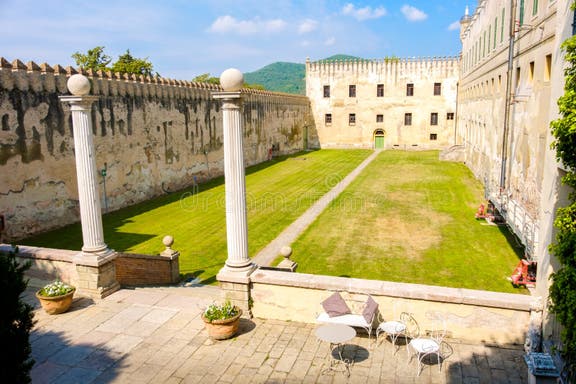 Courtyard of the Catajo Castle in the Euganean Hills Area Stock Photo ...