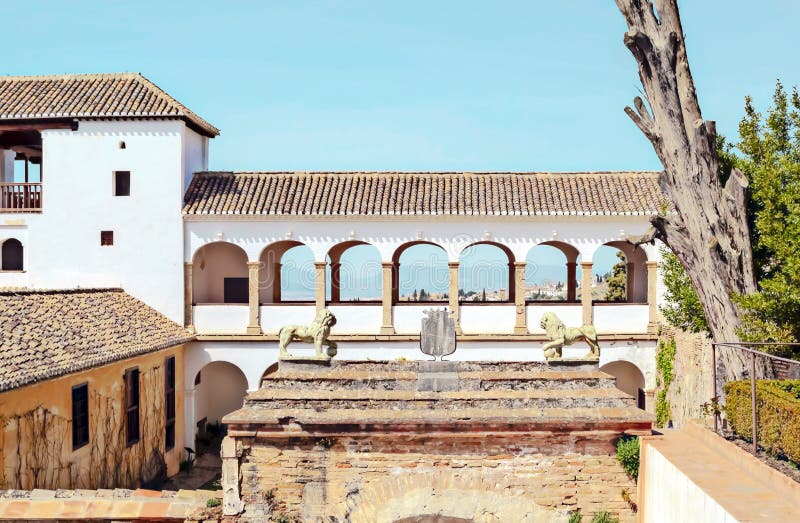 Courtyard with columns stock image. Image of columns - 159544401