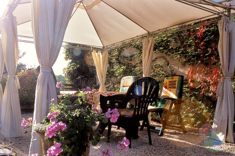 Courtyard with flowers stock image. Image of countryside - 35805693