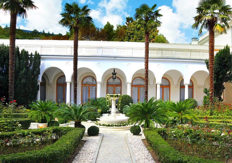 Courtyard with garden stock photo. Image of building - 66531936