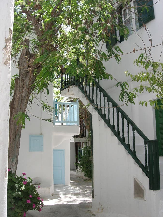 Courtyard in Greece stock photo. Image of wood, green - 7205740