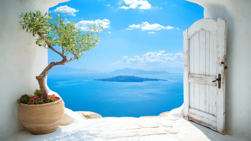 The Courtyard is Highlighted by a Modern Beige Stone Building and Olive ...