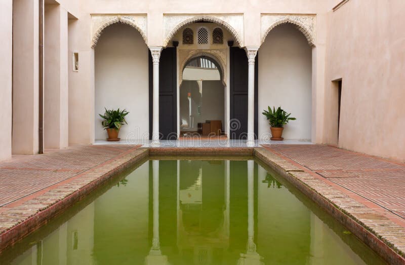 Courtyard of a Historic Islamic House in Granada Stock Photo - Image of ...
