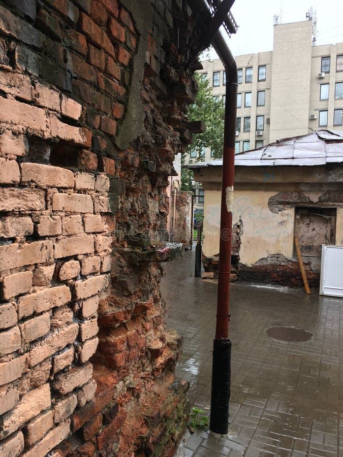 Old dilapidated brick wall stock photo. Image of wall - 184051906